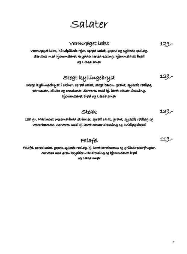 Menu – Velkommen til Cafe Sult