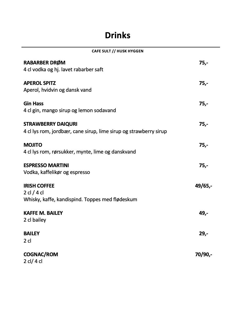 Menukort – Velkommen til Cafe Sult