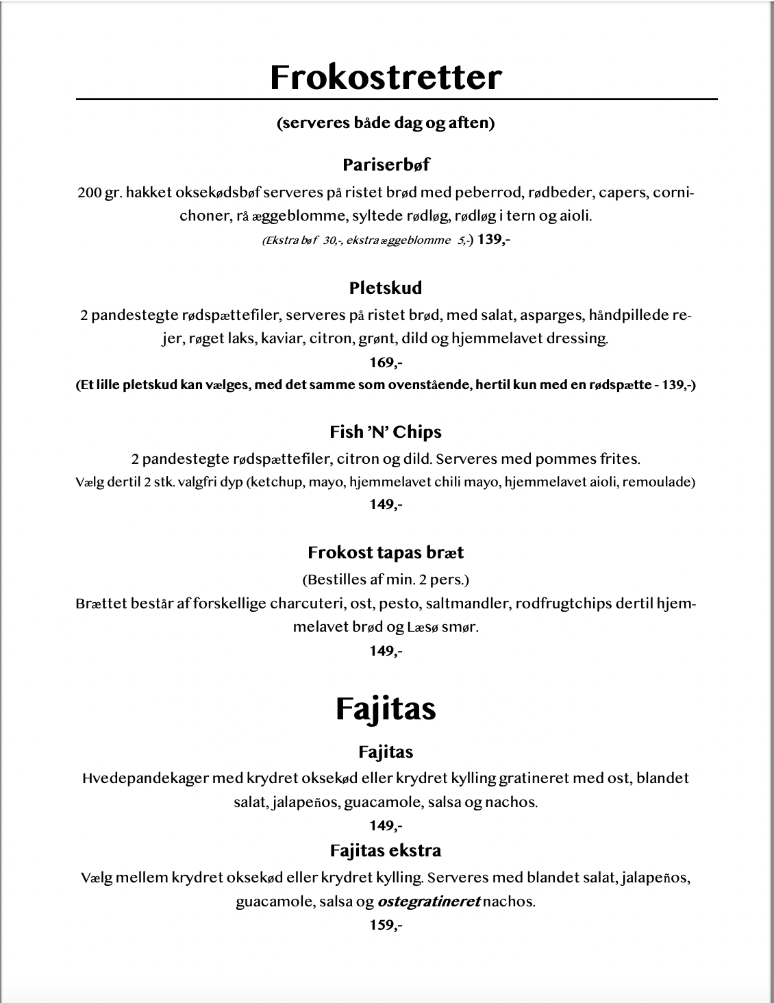 Menukort – Velkommen til Cafe Sult