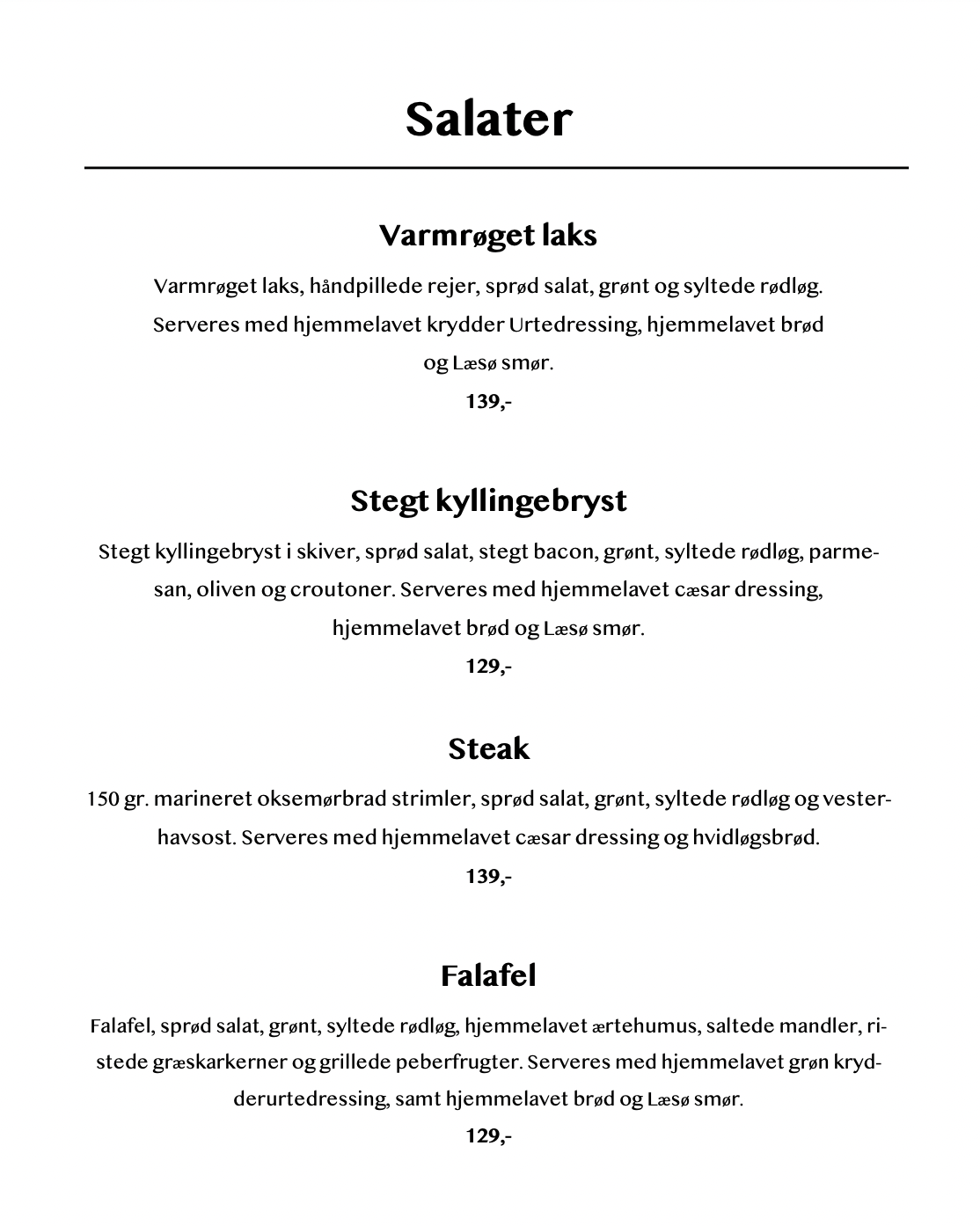 Menukort – Velkommen til Cafe Sult